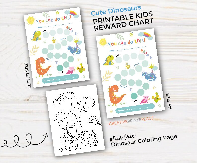 Printable Dinosaur Sticker Reward Chart, Dino Reward Charts, Dinosaur ...