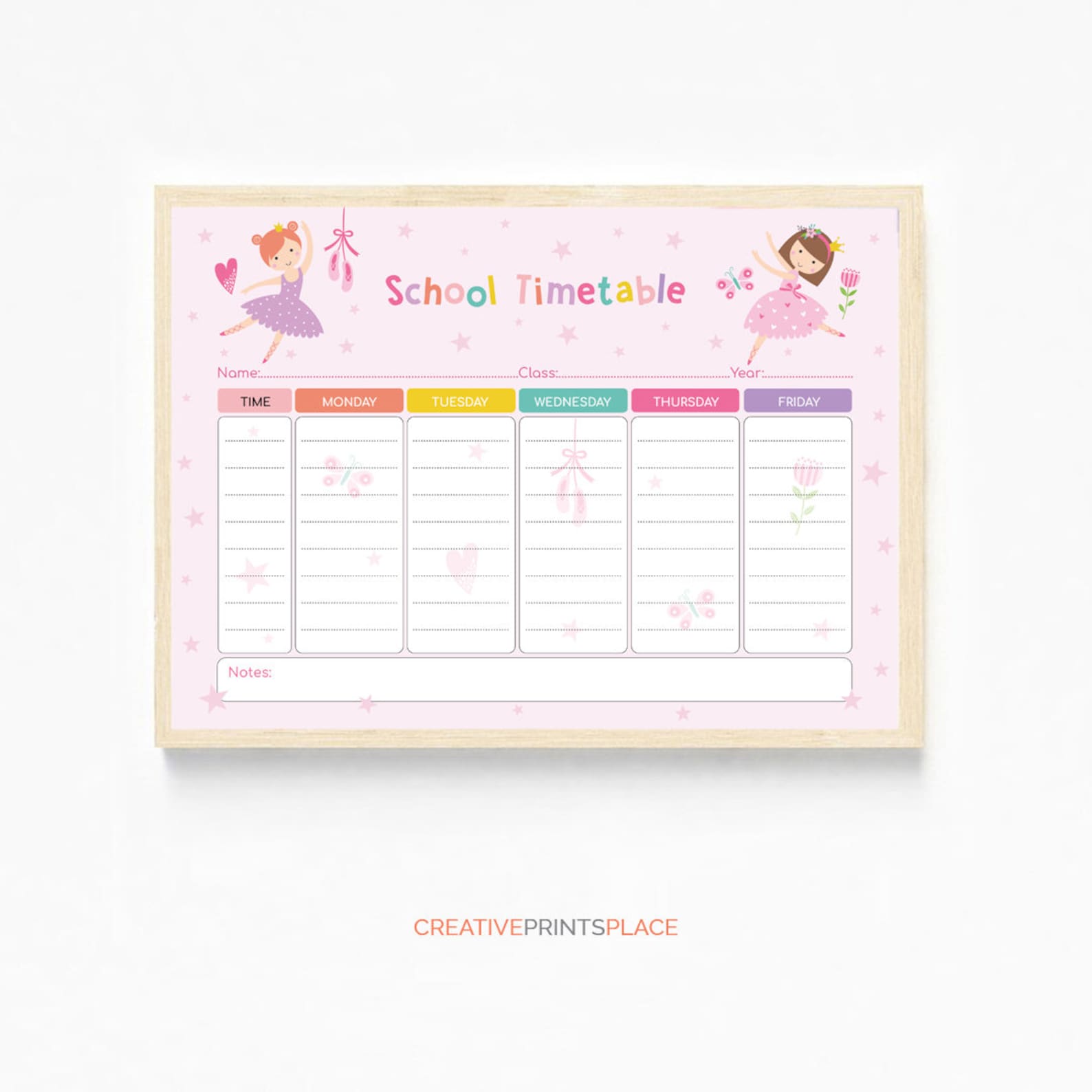 Printable Ballerinas School Timetable: Kids Daily Planner (digital ...