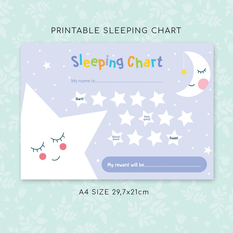 Star Moon Sleeping Chart for Boys, Sleep Tracker Reward Chart, Toddler ...