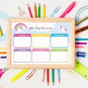 Printable Unicorn Kids Weekly Planner, Unicorn Daily Planner ...