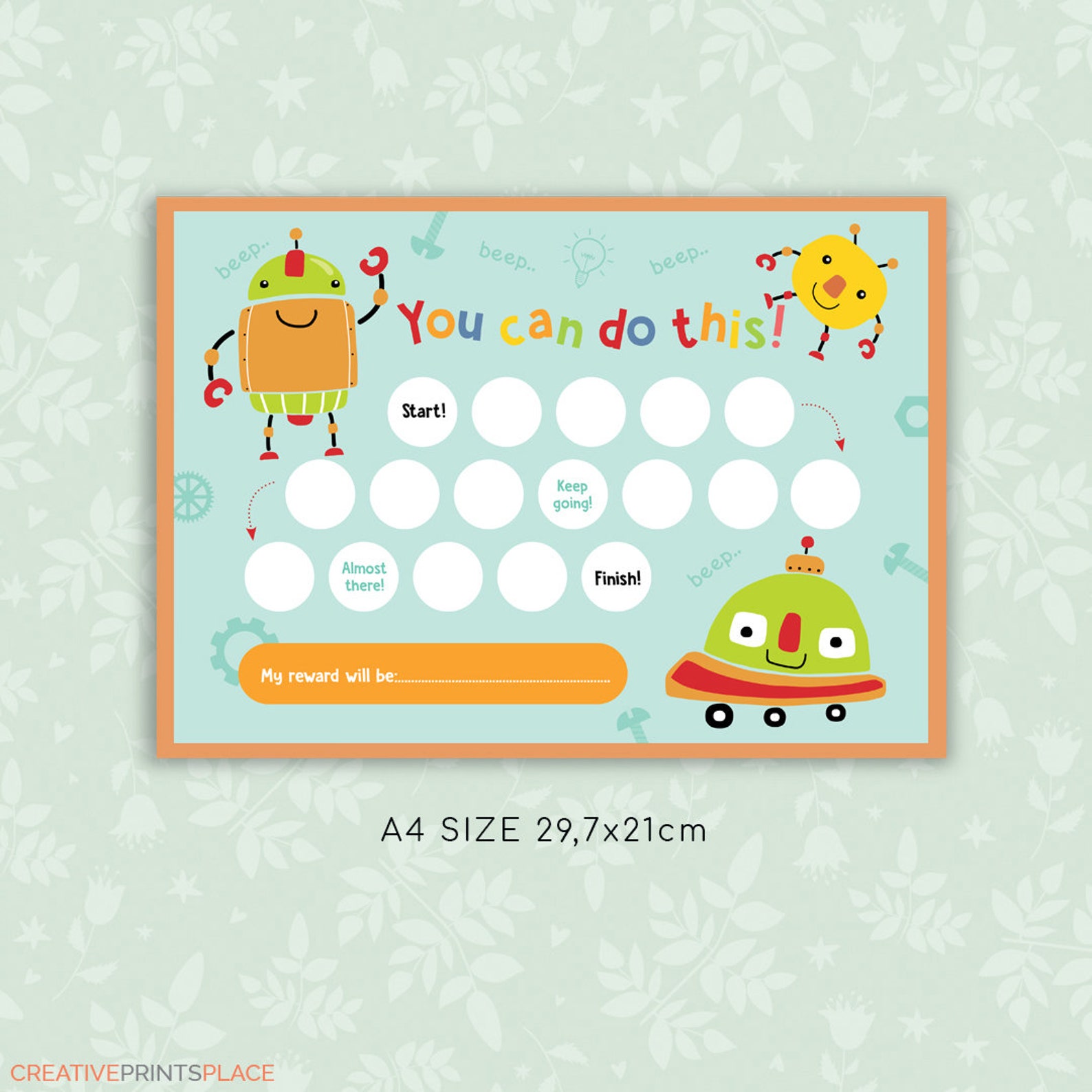 Kids Robots Reward Chart, Printable Robot Chore Chart, Kid's Sticker ...