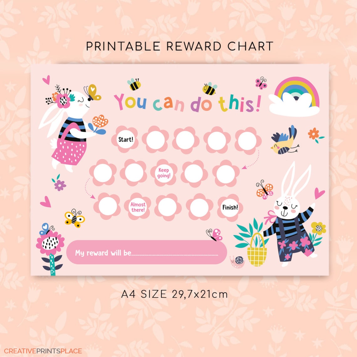 Printable Easter Bunny Reward Chart Bunny Sticker Chart Girl - Etsy
