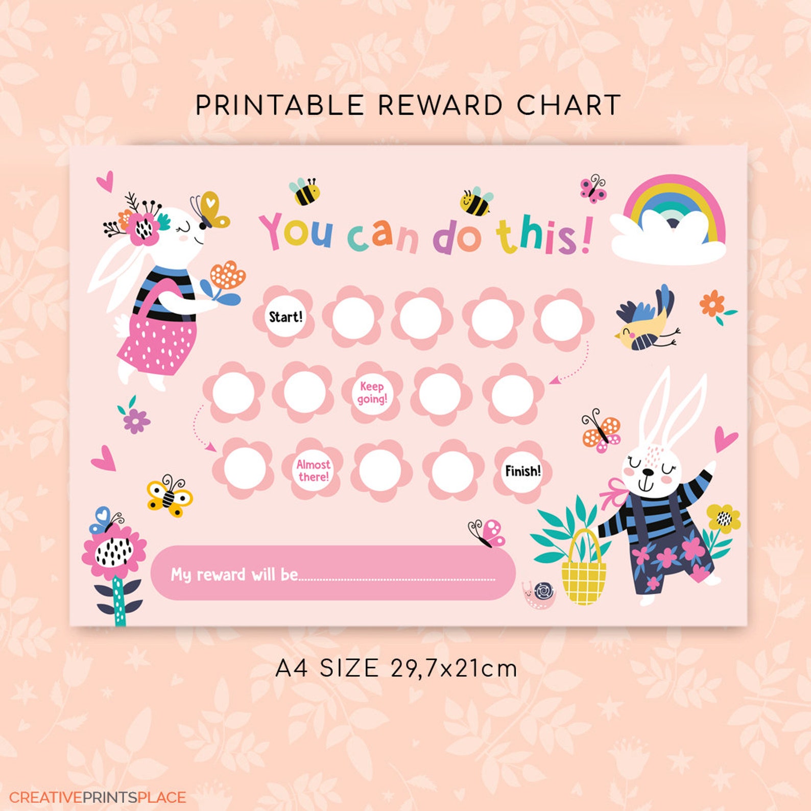 Printable Easter Bunny Reward Chart, Bunny Sticker Chart, Girl Sticker ...
