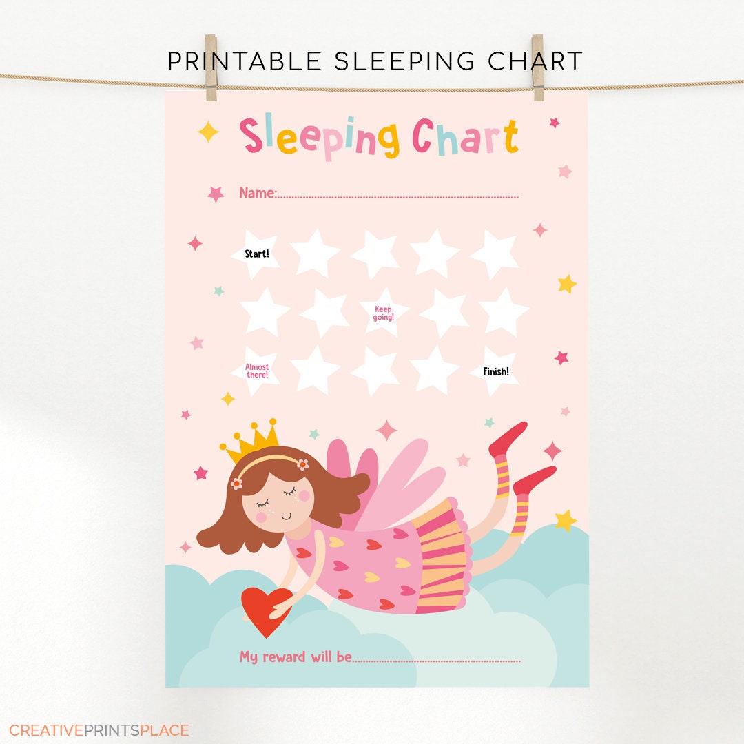 Printable Fairy Sleeping Chart, Girls Sleep Tracker Reward Chart ...