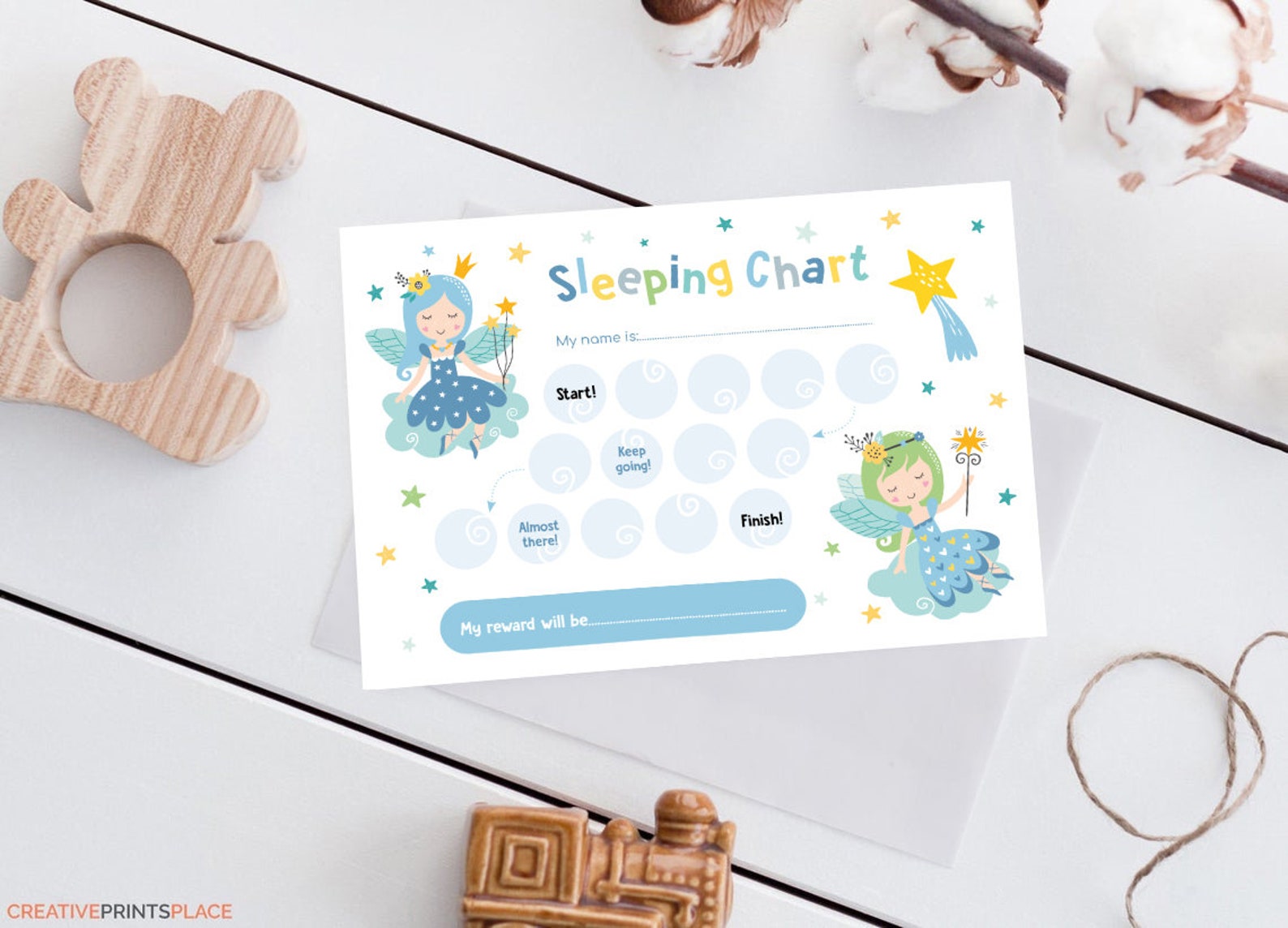 Printable Fairy Sleeping Chart for Boys: Good Night Routine (digital ...