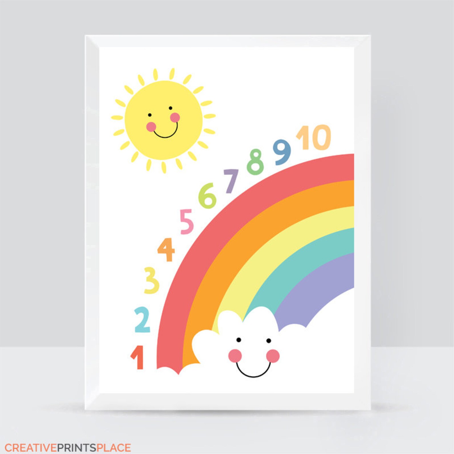 Numbers 1-10 Rainbow Nursery Print, Educational Playroom Decor (digital ...
