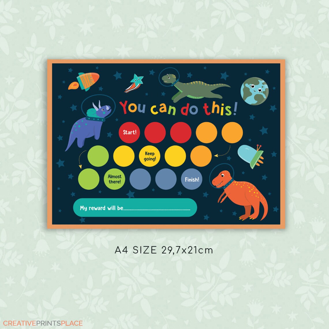Printable Dinosaur Space Reward Chart Dino Space Printable - Etsy