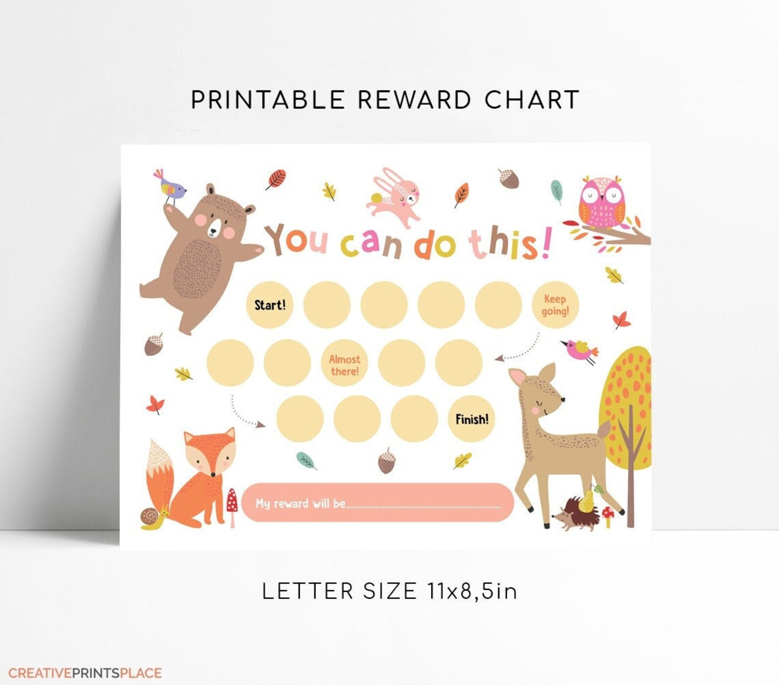 Printable Woodland Animals Reward Chart, Forest Animals Girl's Sticker ...