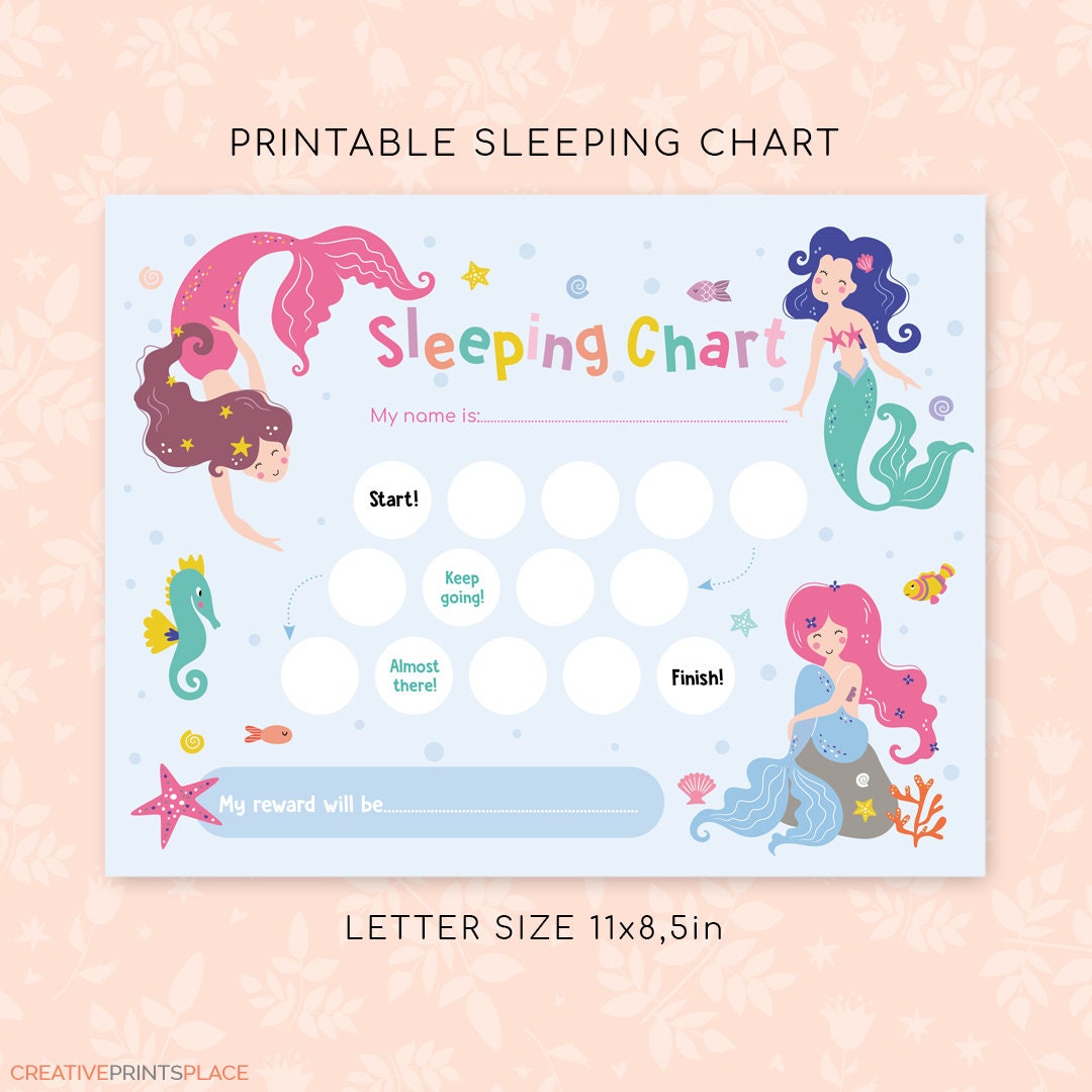 Mermaids Sleep Reward Chart, Sleep Training Printable, Bedtime Routine ...