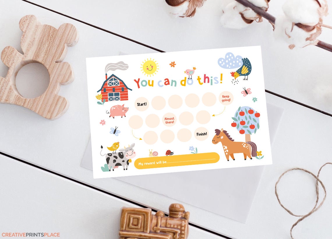 Printable Farm Animals Reward Chart: Toddler Behavior Tracker (instant ...