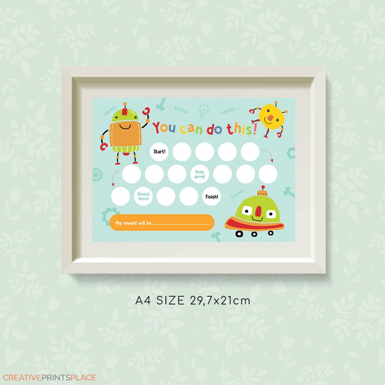 Kids Robots Reward Chart, Printable Robot Chore Chart, Kid's Sticker ...