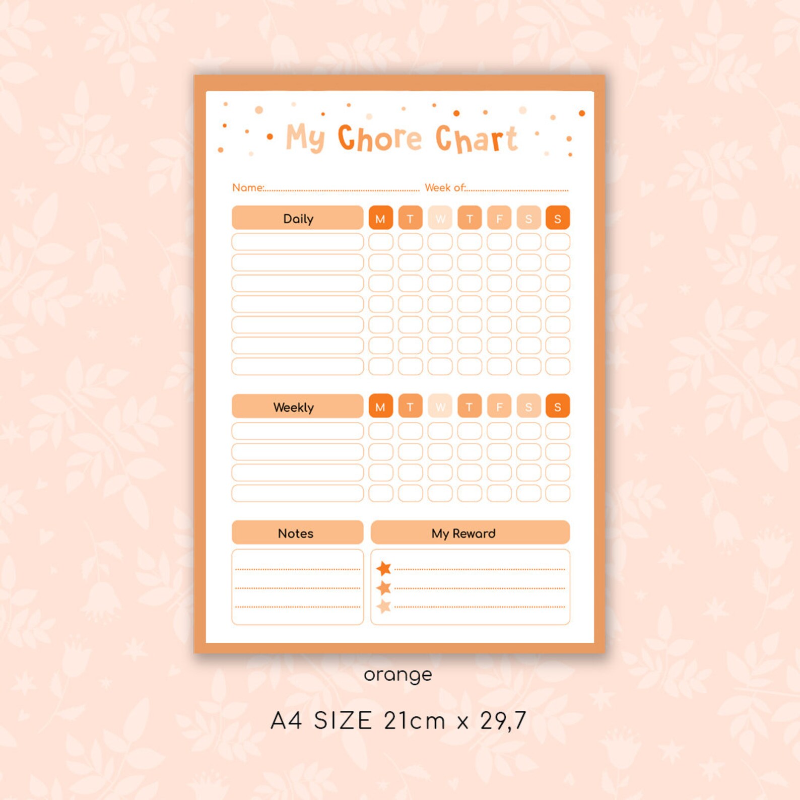 Printable Kids Chore Chart, Daily Weekly Monthly Chores ...