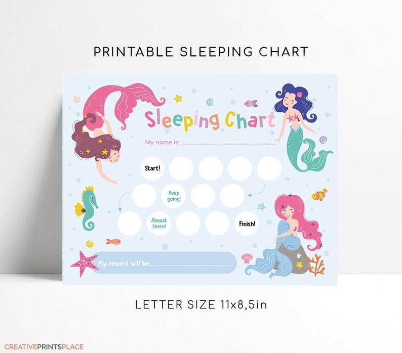 Mermaids Sleep Reward Chart, Sleep Training Printable, Bedtime Routine ...