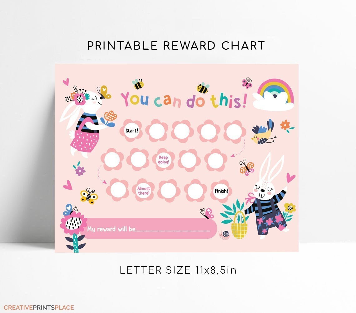 Printable Easter Bunny Reward Chart Bunny Sticker Chart Girl - Etsy