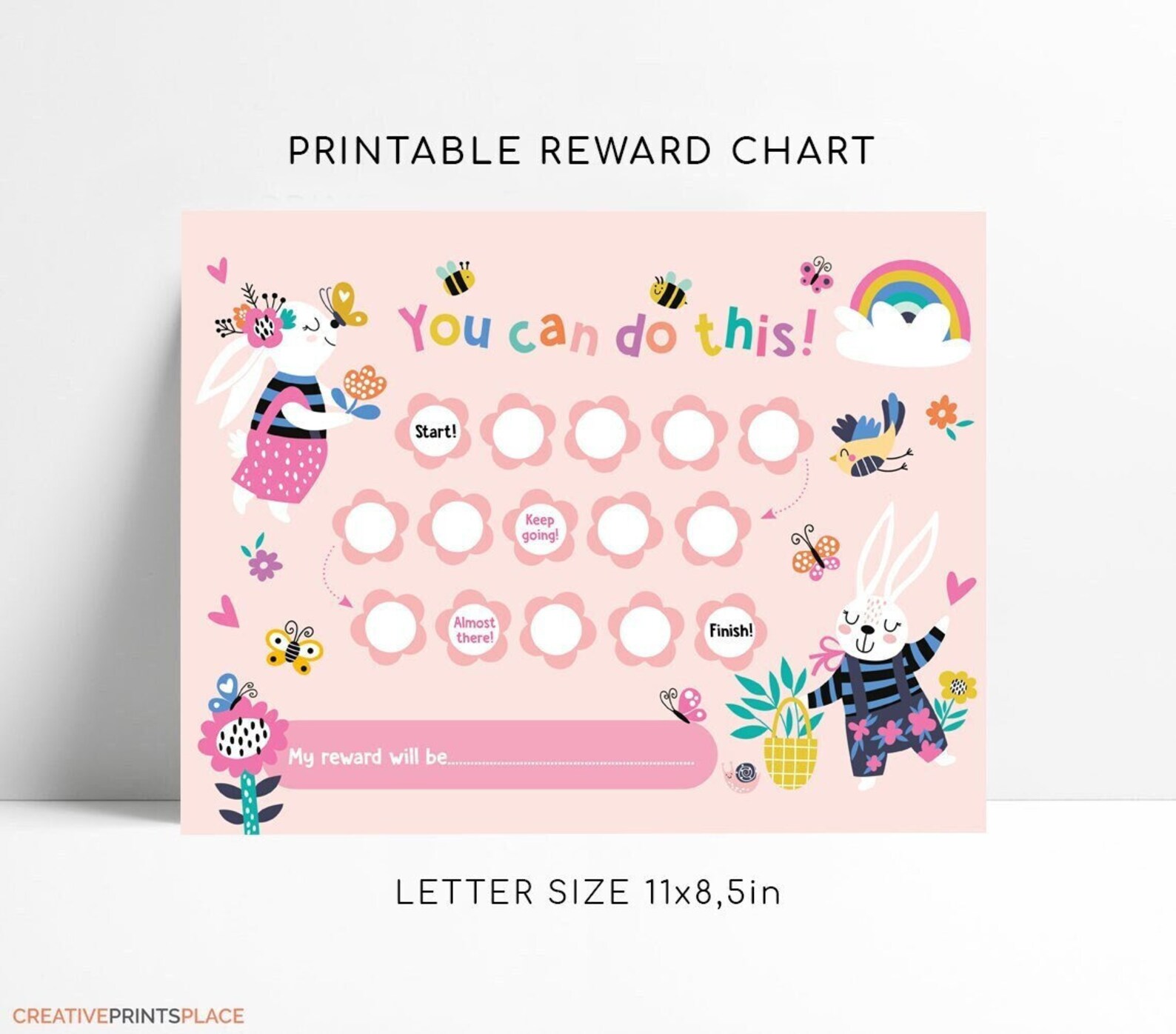 Printable Easter Bunny Reward Chart Bunny Sticker Chart Girl - Etsy