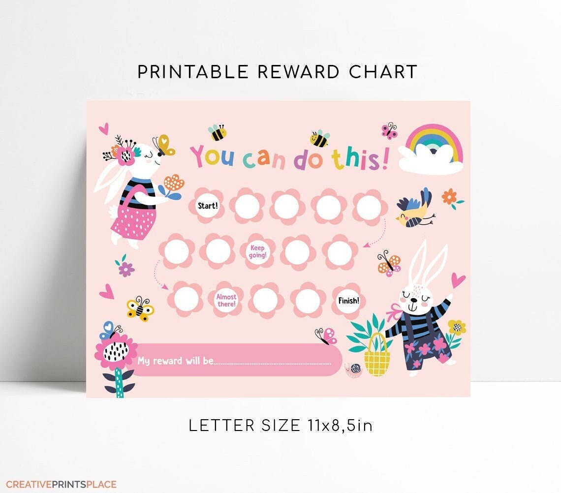 Printable Easter Bunny Reward Chart, Bunny Sticker Chart, Girl Sticker ...