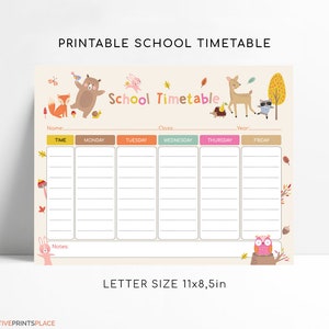 Printable Woodland School Timetable, Kids Daily Schedule, Back to ...