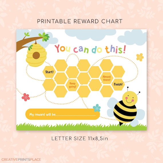 Printable Bee Reward Chart for Girls You Can Do It Chart Boy | Etsy