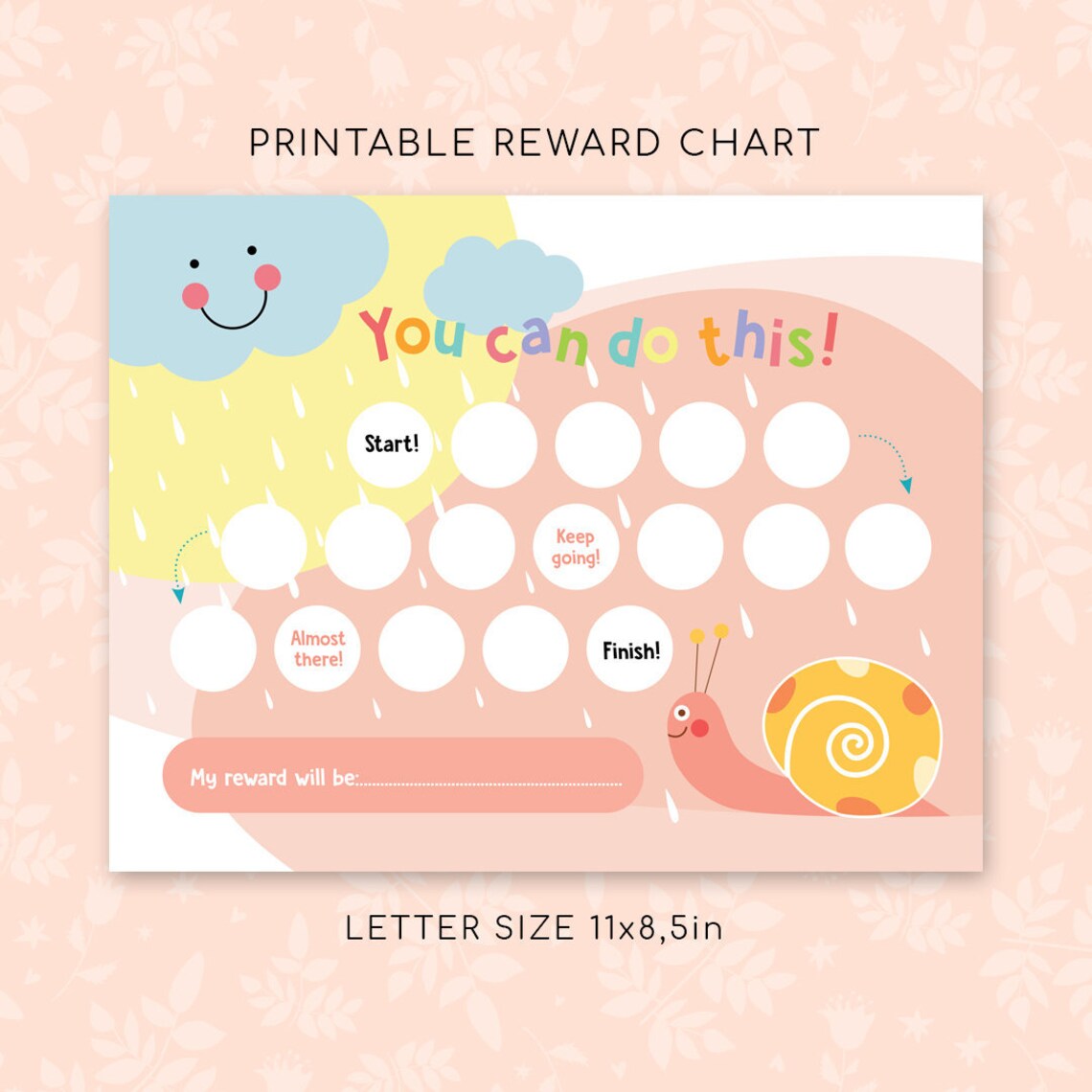 Snail Reward Chart for Girls Printable Girl's Sticker - Etsy