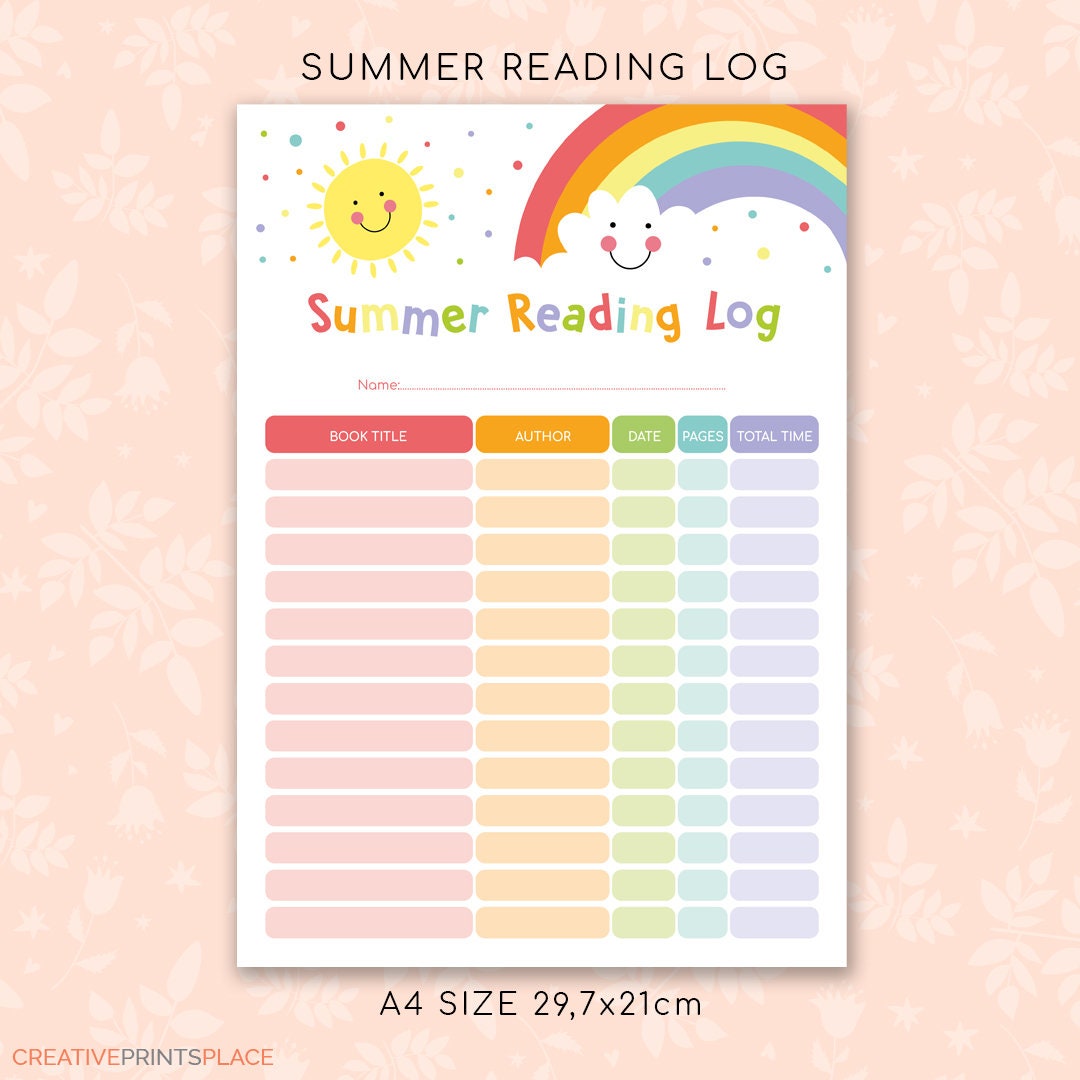 Printable Kids Summer Reading Log, Summer Reading Tracker, Reading Log ...