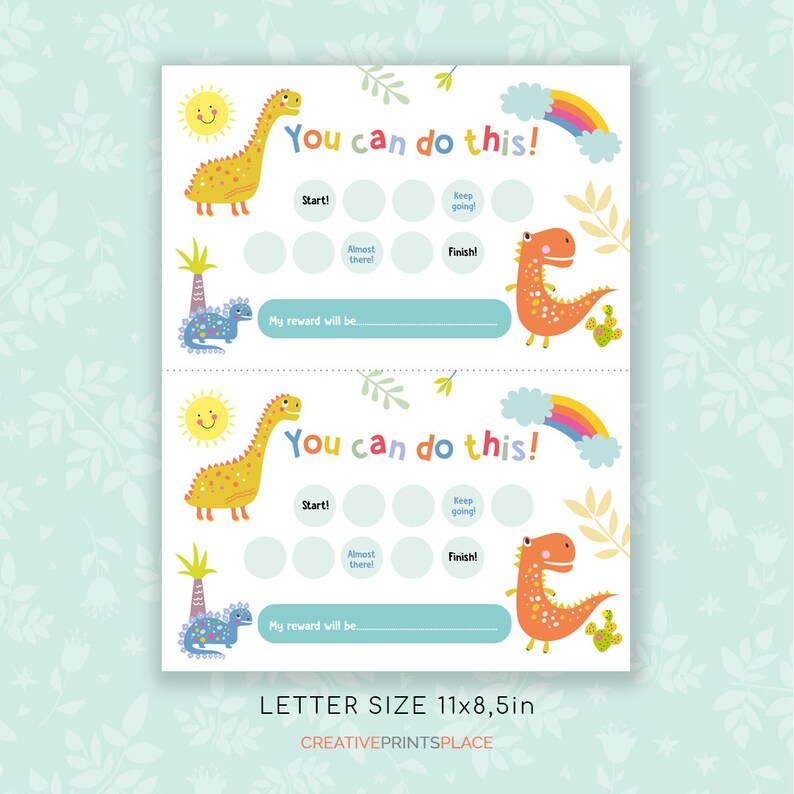 Mini Size Printable Dinosaur Reward Chart, Boy's Mini Sticker Chart ...
