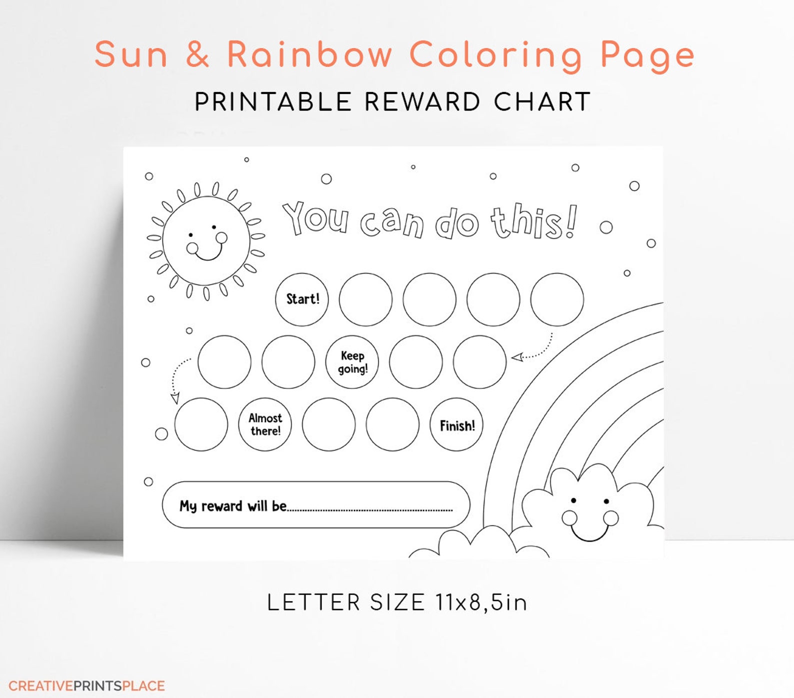 Sun Rainbow Reward Chart BUNDLE, Girls Reward Chart, Boys Reward Chart ...