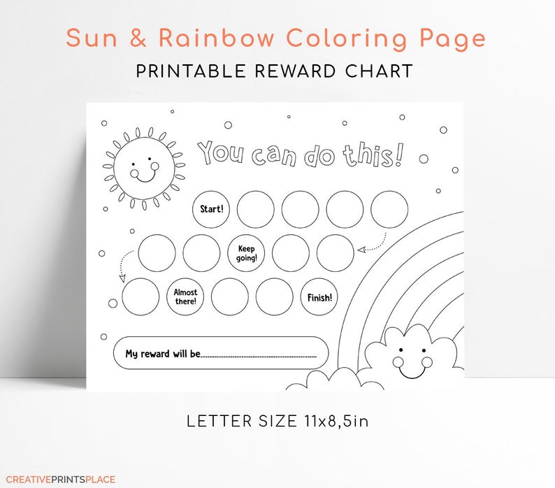 Sun Rainbow Reward Chart BUNDLE, Girls Reward Chart, Boys Reward Chart ...
