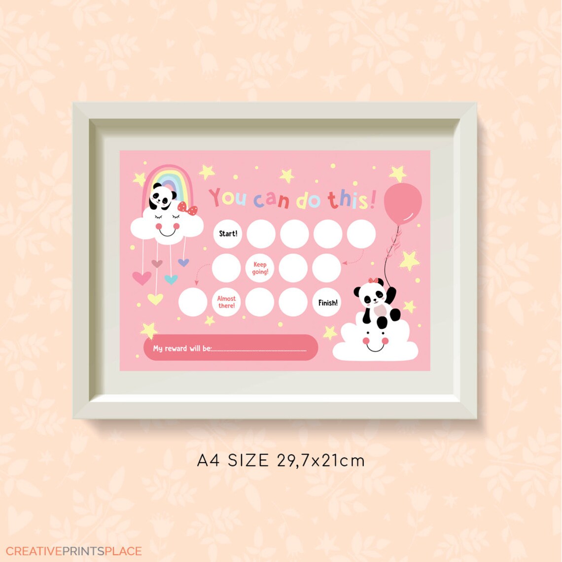 Printable Panda Reward Chart for Girls Girl's Sticker - Etsy