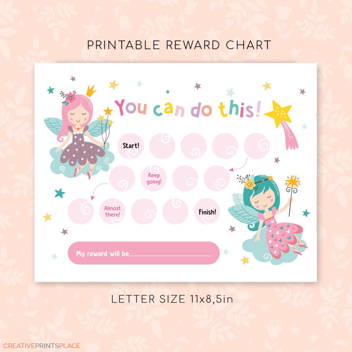 Printable Fairy Reward Chart Fairy Sticker Chart Girl - Etsy
