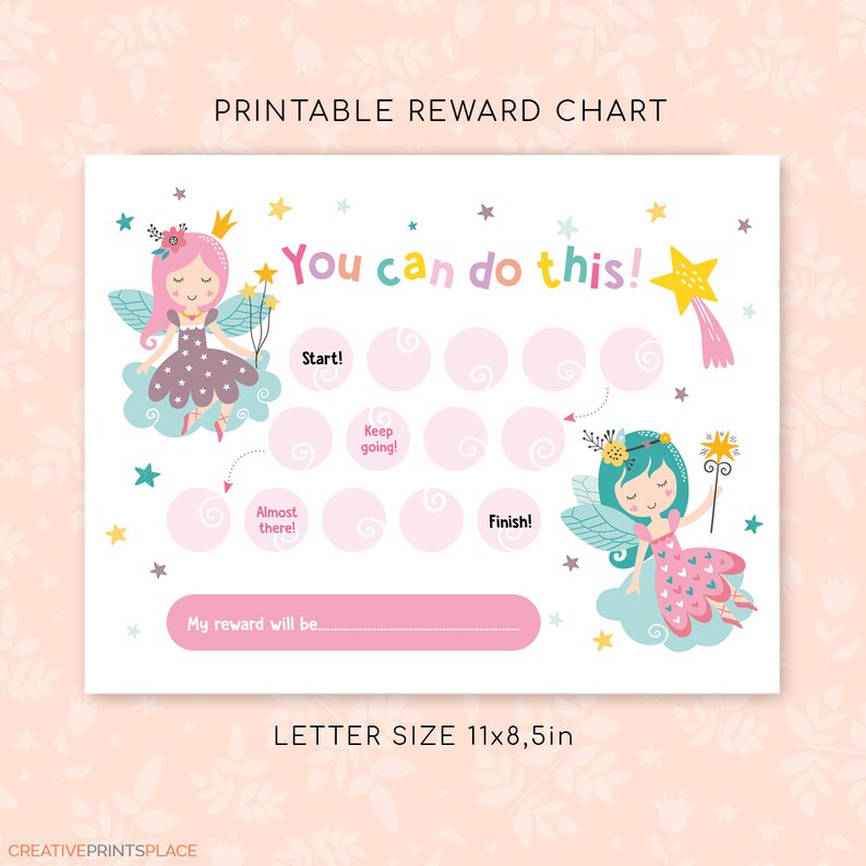 Printable Fairy Reward Chart, Fairy Sticker Chart, Girl Sticker Chart ...