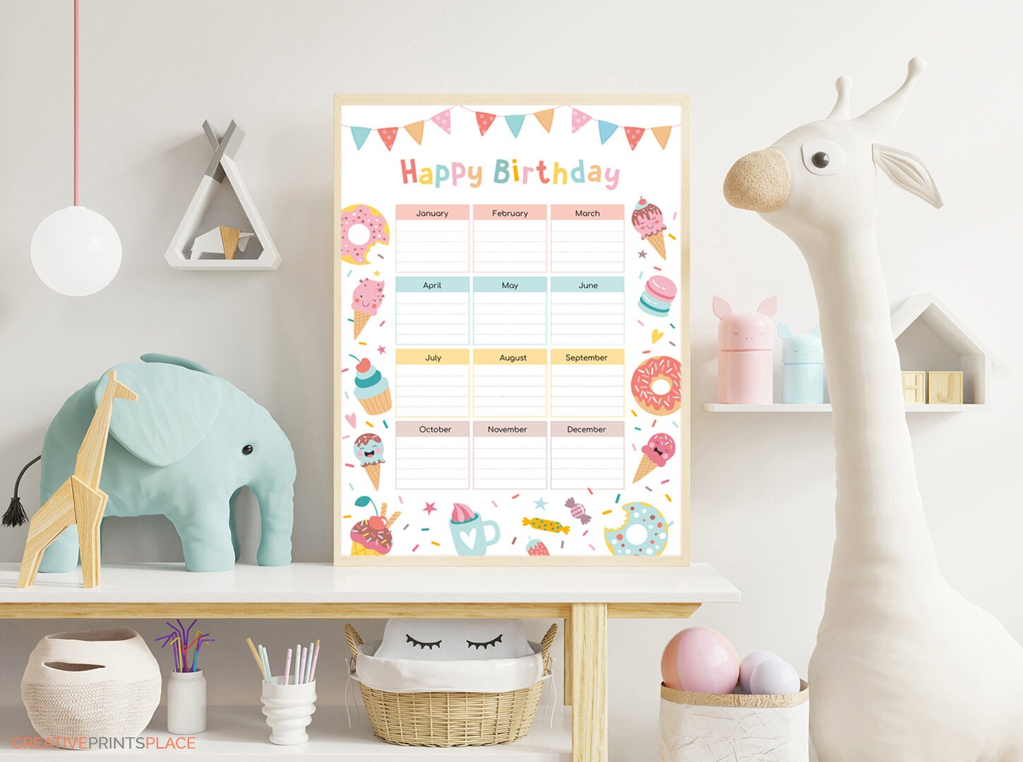 Ice Cream Donut Birthday Calendar, Kids Classroom Planner (digital ...