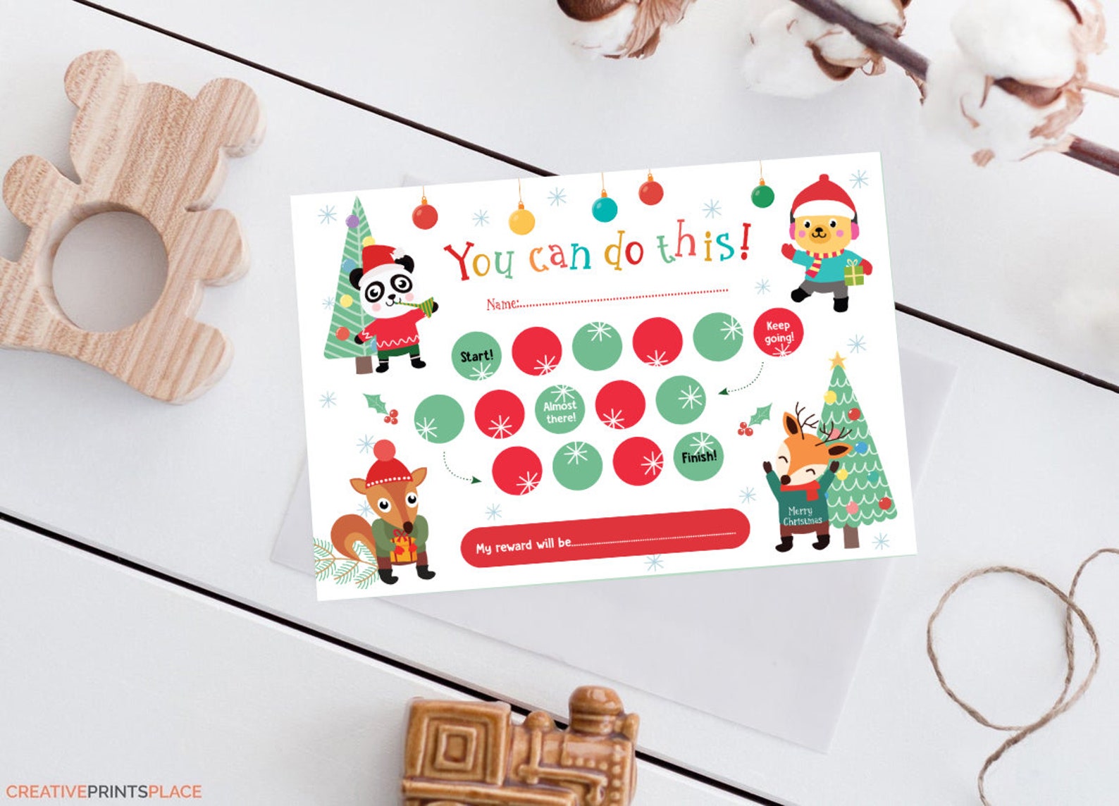 Christmas Sticker Reward Chart Printable Holiday Christmas - Etsy