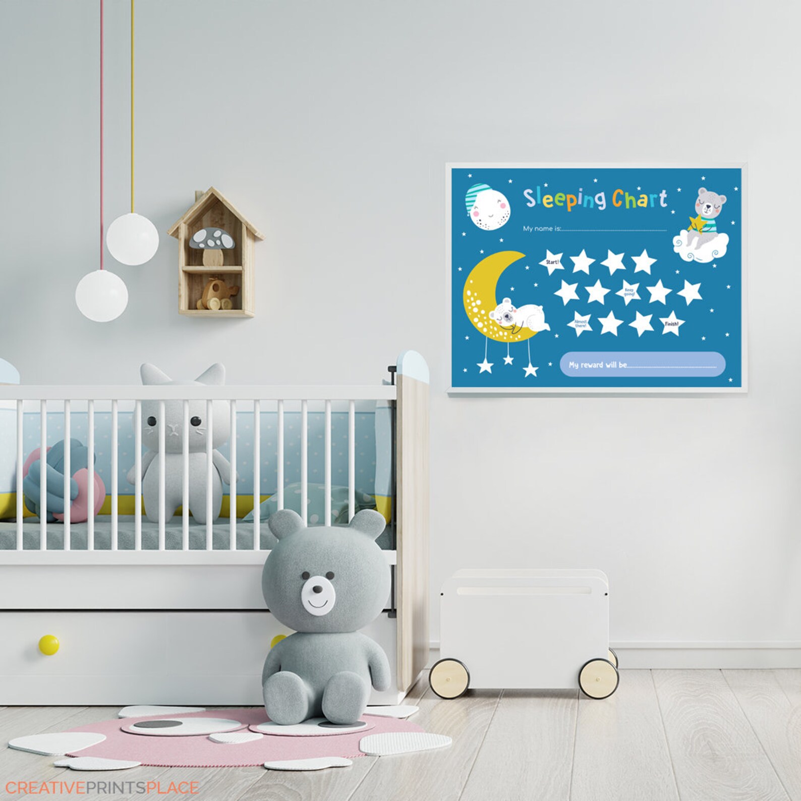 Printable Bear Sleeping Chart for Boys: Toddler Reward (digital ...