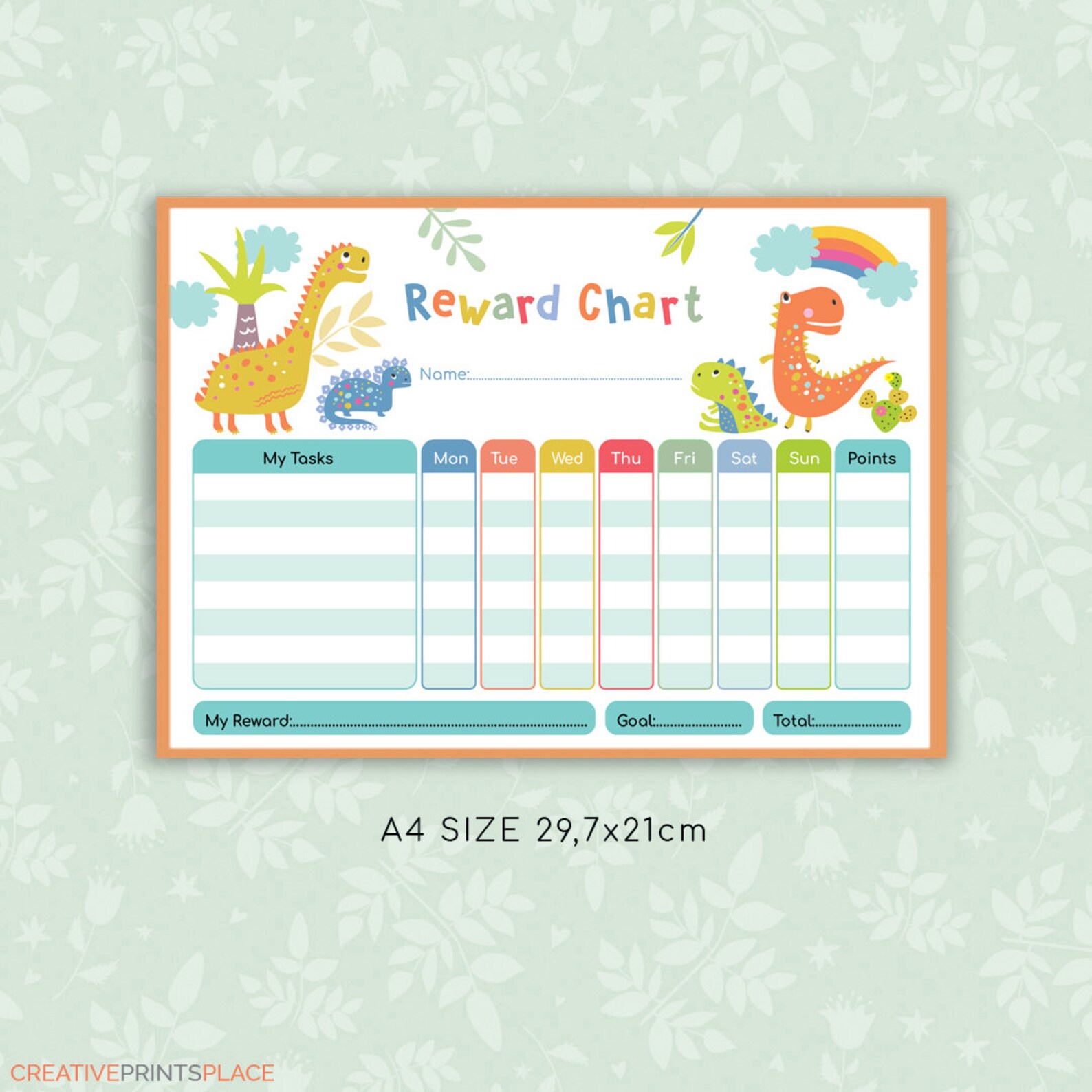 Printable Dinosaur Reward Chart, Dinosaur Task Chart, Responsibility ...