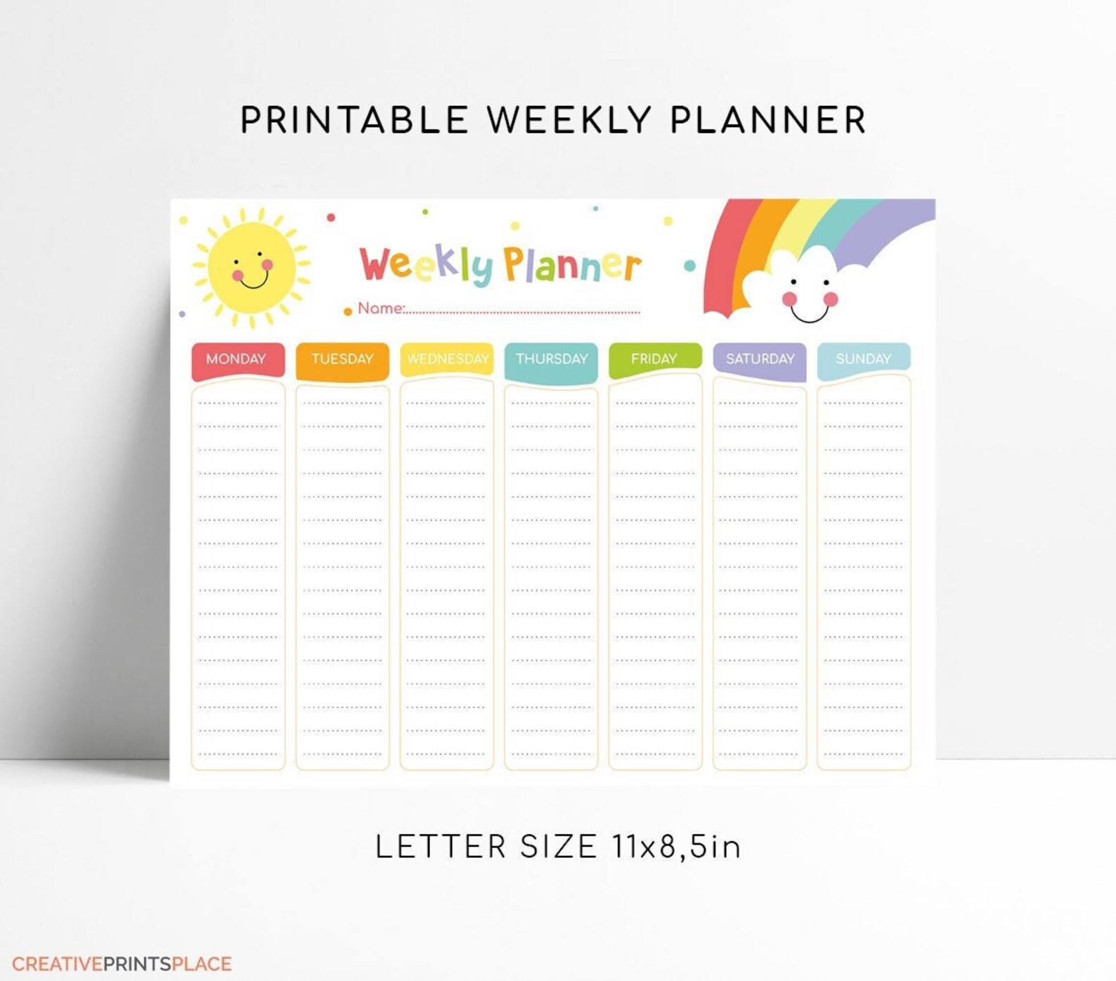 Kids Weekly Planner, Printable Rainbow Daily Planner, Homeschool ...