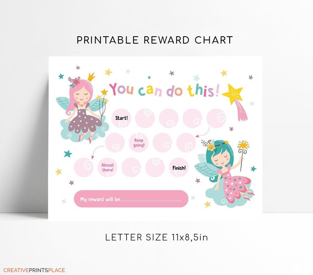 Printable Fairy Reward Chart, Fairy Sticker Chart, Girl Sticker Chart ...