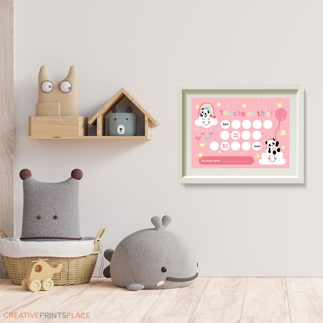 Printable Panda Reward Chart for Girls Girl's Sticker - Etsy