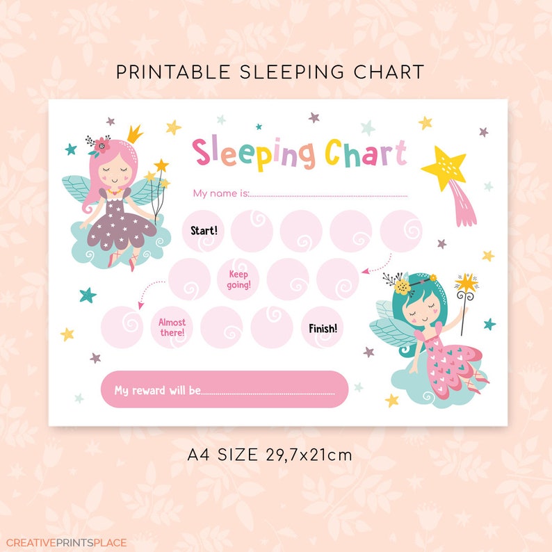 Printable Fairy Sleep Reward Chart: Girl's Bedtime Routine (digital ...