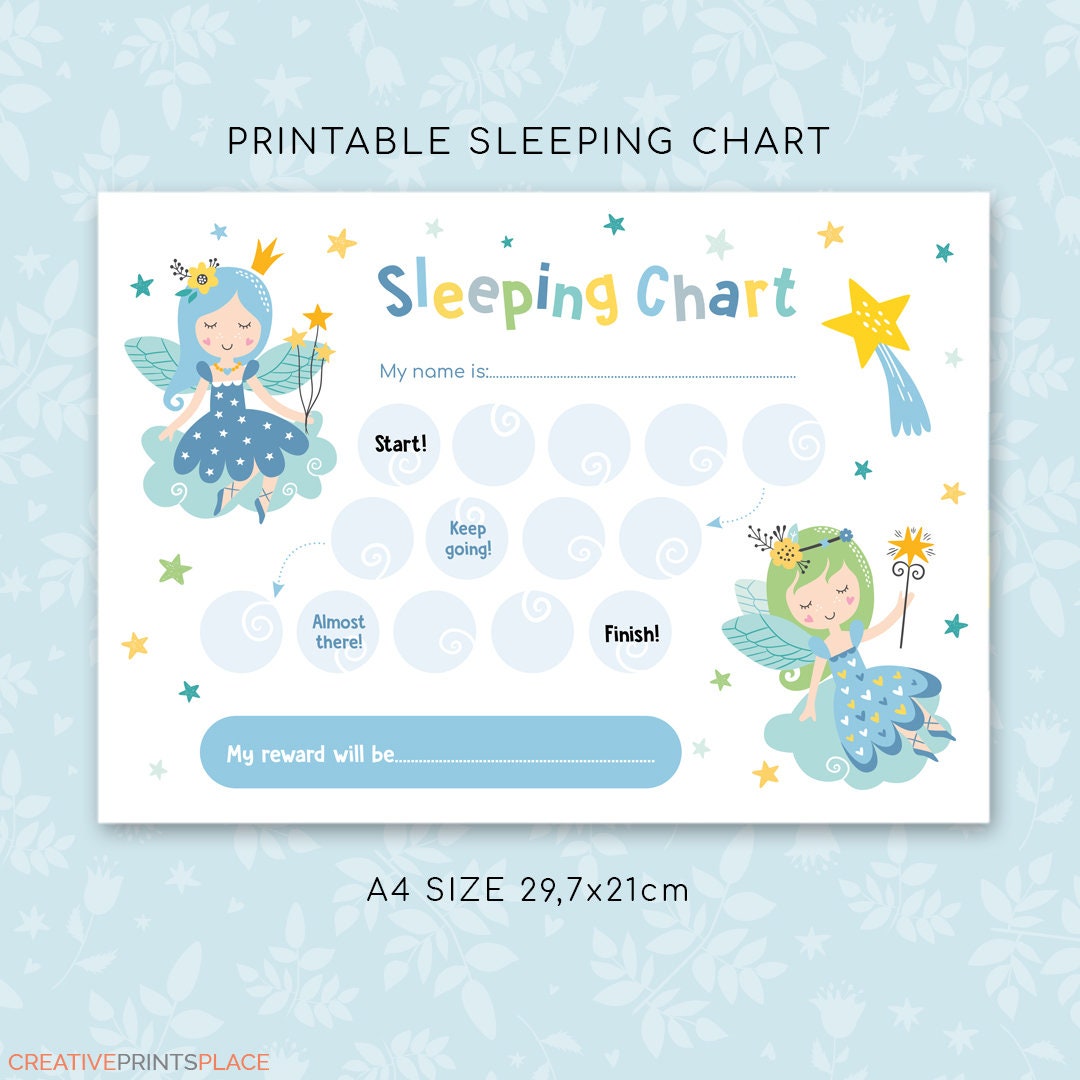 Printable Fairy Sleeping Chart for Boys: Good Night Routine (digital ...