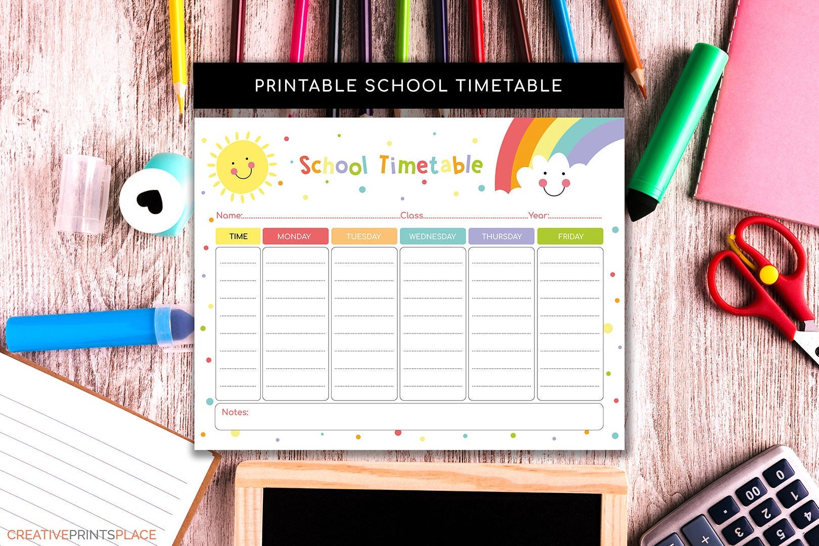 Printable Sun Rainbow School Timetable Kids Daily Schedule - Etsy