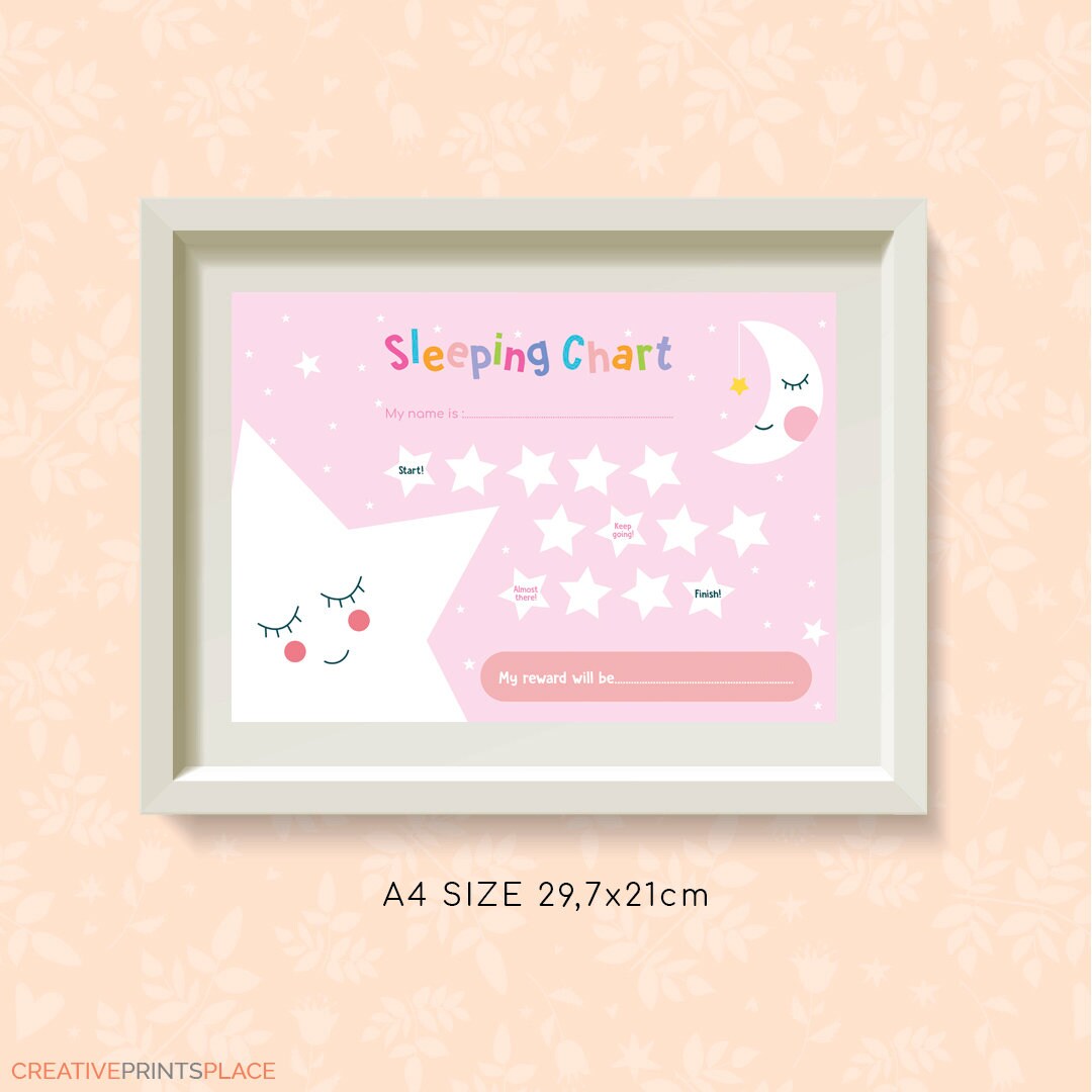 Star Moon Sleeping Chart for Girls, Sleep Log, Printable Sleep Tracker ...
