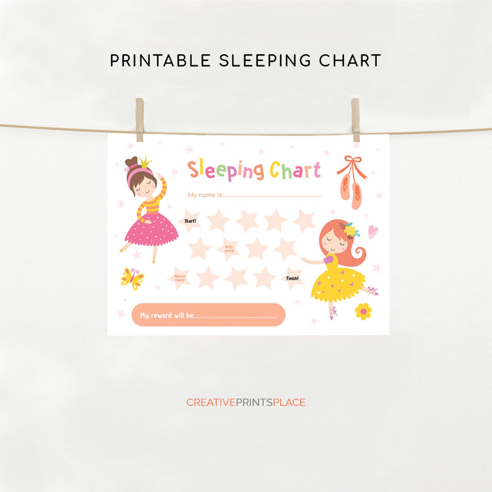 Ballerina Sleep Reward Chart, Sleep Training Printable, Bedtime Routine ...