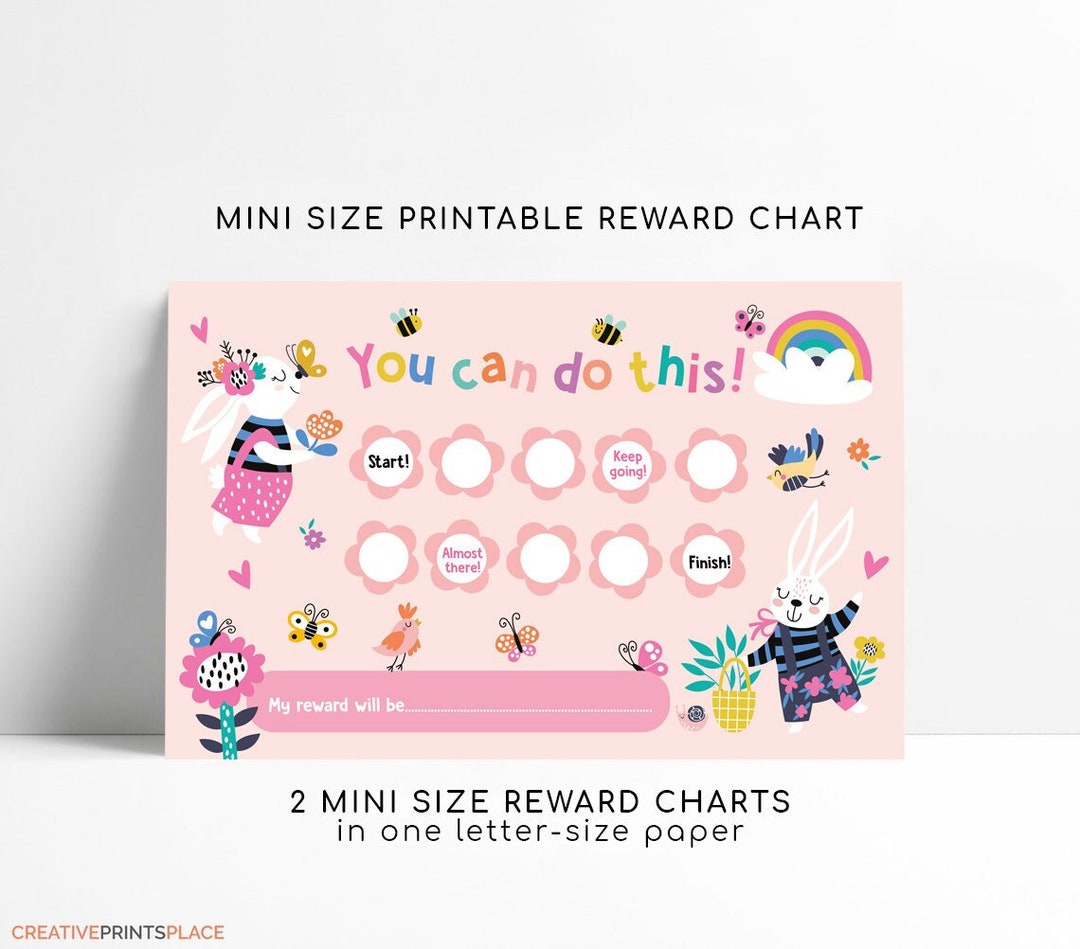 Mini Size Printable Spring Bunny Reward Chart, Small Sticker Chart ...