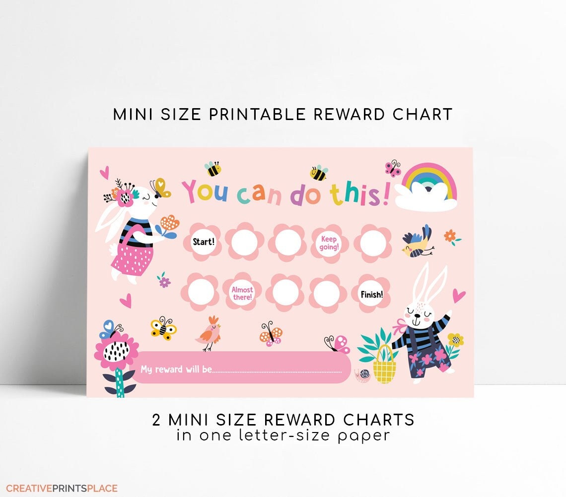 Mini Size Printable Spring Bunny Reward Chart, Small Sticker Chart ...
