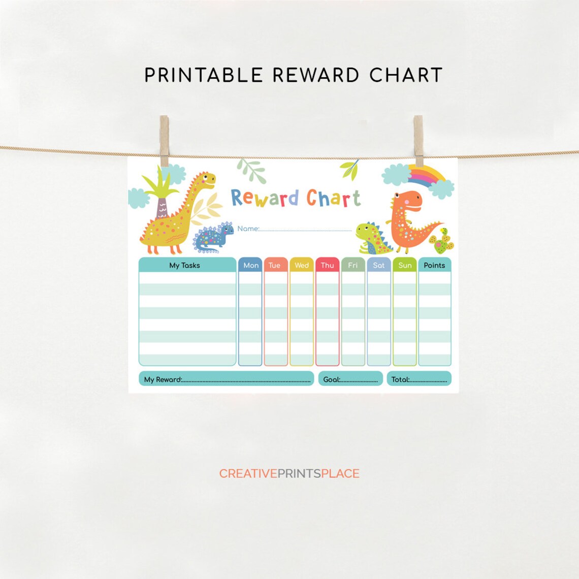 Printable Dinosaur Reward Chart, Dinosaur Task Chart, Responsibility ...