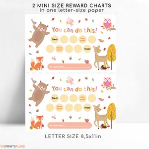 Mini Size Woodland Animals Reward Chart, Girls Sticker Chart, Small ...