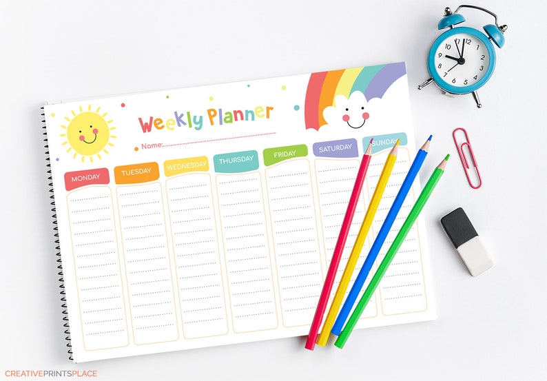 Kids Weekly Planner Printable Rainbow Daily Planner - Etsy