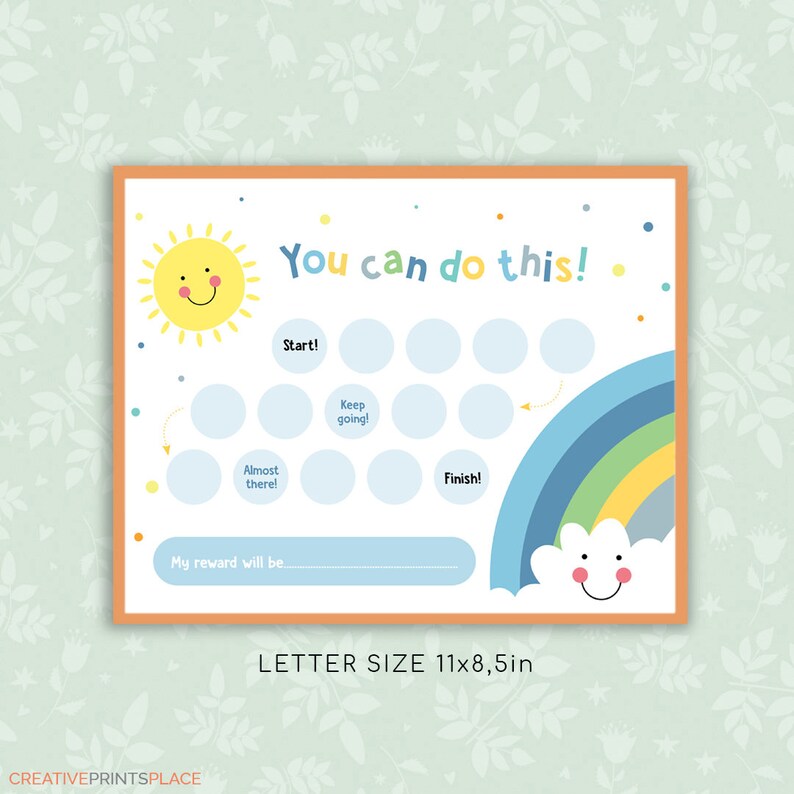 Printable Rainbow Sun Reward Chart for Boys, Boy Sticker Chart, Instant ...