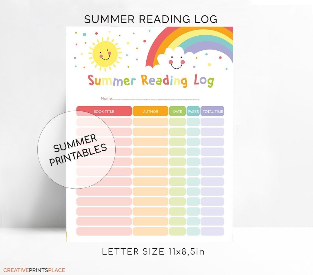 Printable Kids Summer Reading Log, Summer Reading Tracker, Reading Log ...