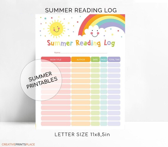 Printable Kids Summer Reading Log Summer Reading Tracker - Etsy